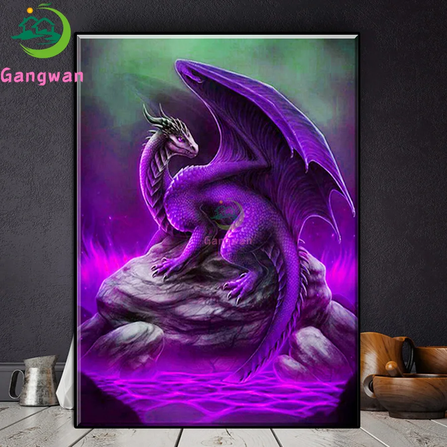 Purple Dragon Diamond Painting | Diamond Embroidery Dragon Fire ...