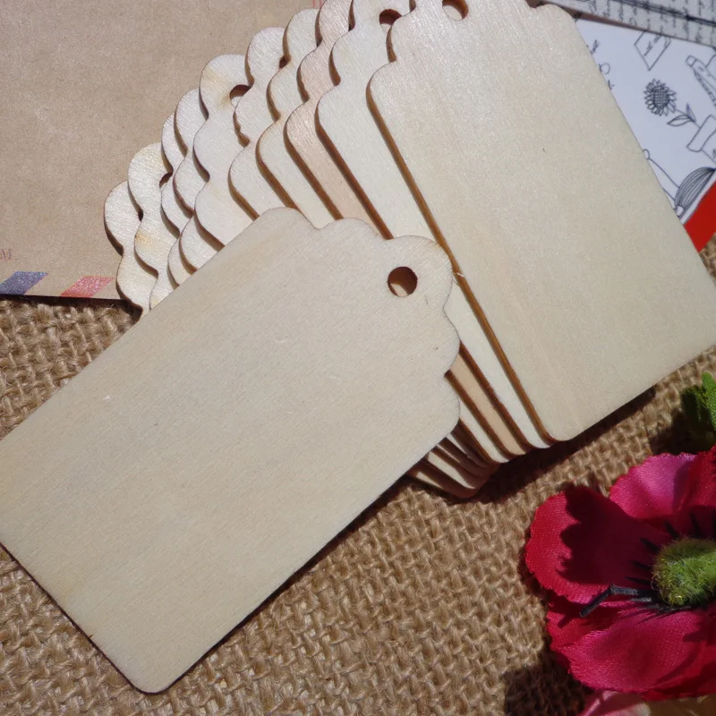 50pcs Unfinished Blank Wooden Hanging Tags Labels Wood Gift Tag Party ...