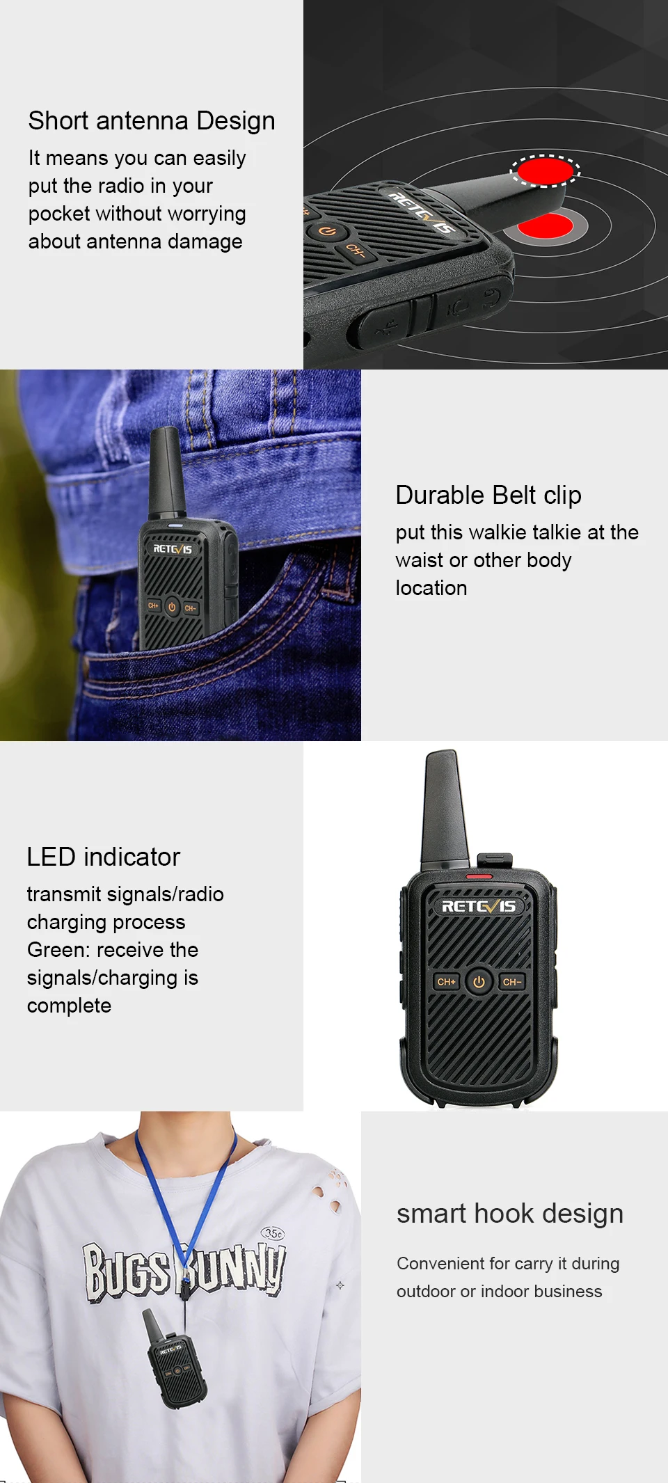 2 шт. Retevis RT15 мини рация портативная двухсторонняя радиостанция ...