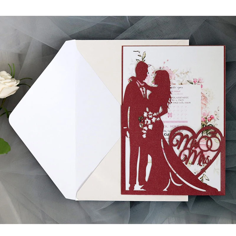 Carte d'invitation,Wine Red Cover-One Set--Carte D'invitation De ...