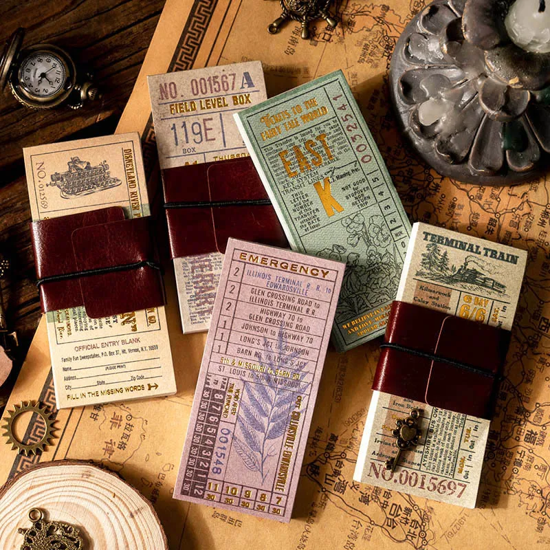 50 sheets Retro Ticket Collector Series Memo Pad Message Notes ...