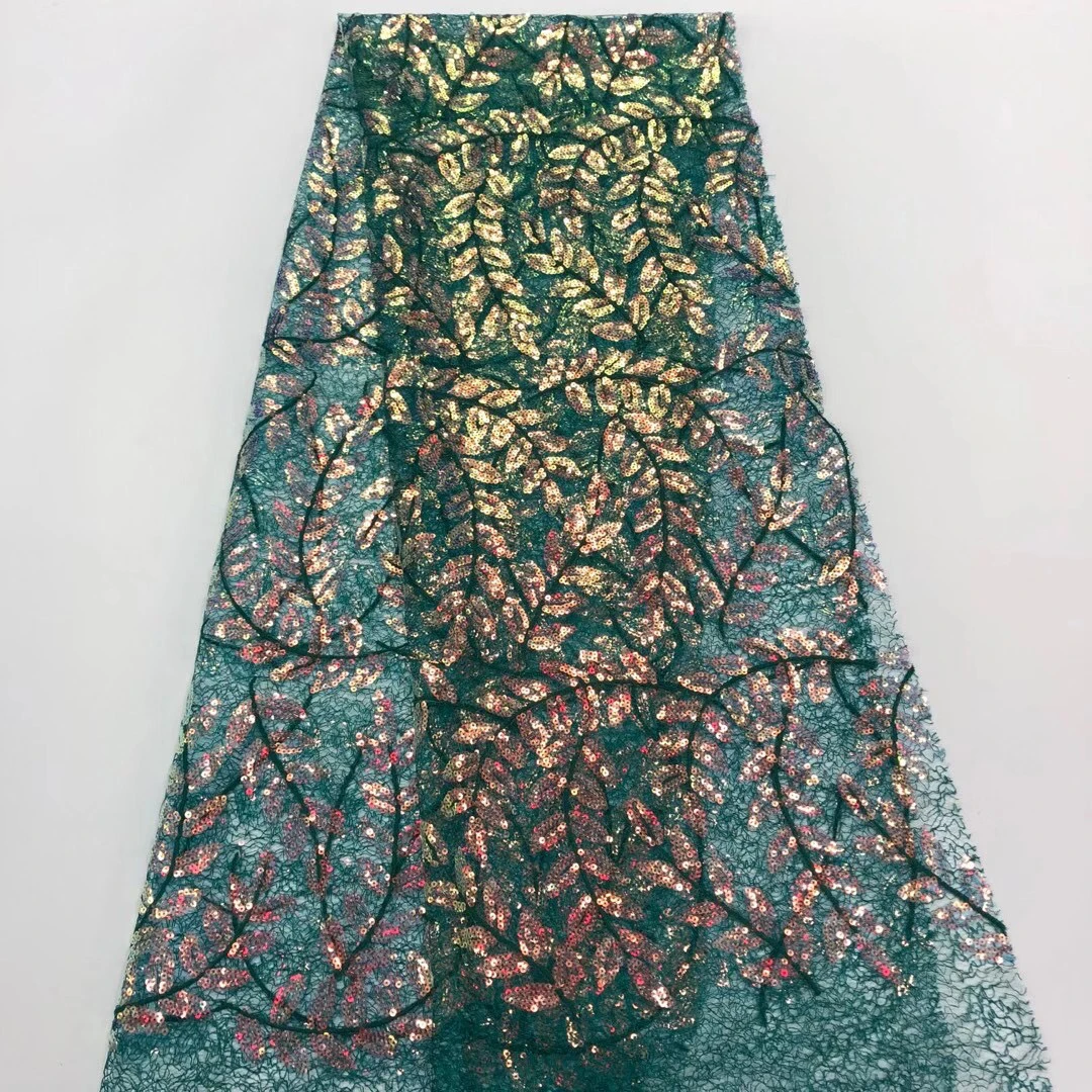 Tela de encaje de red de malla nigeriana verde, tela de encaje de ...