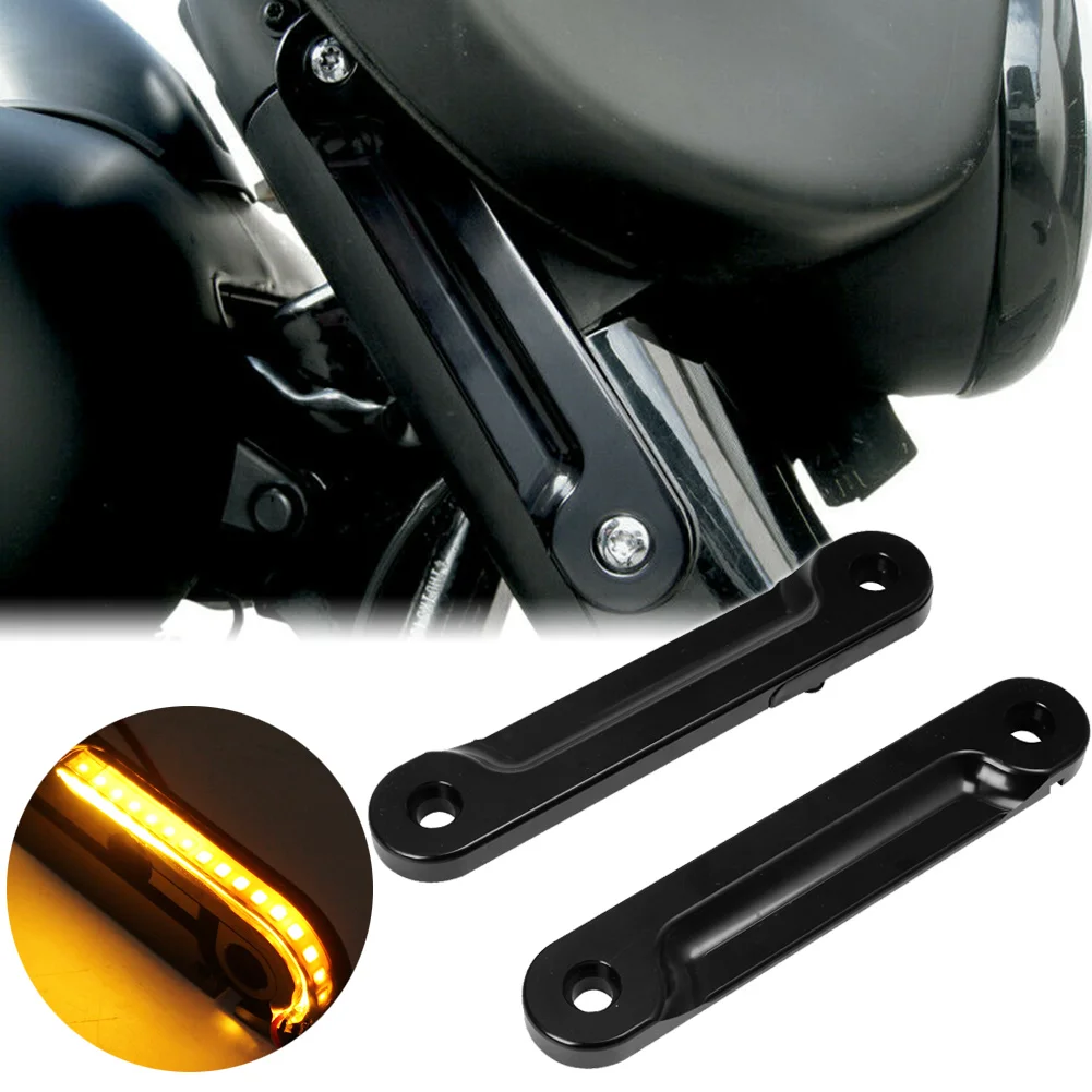 Motorcycle Aluminum Front LED Flush Fork Turn Signals Light Brackets ...