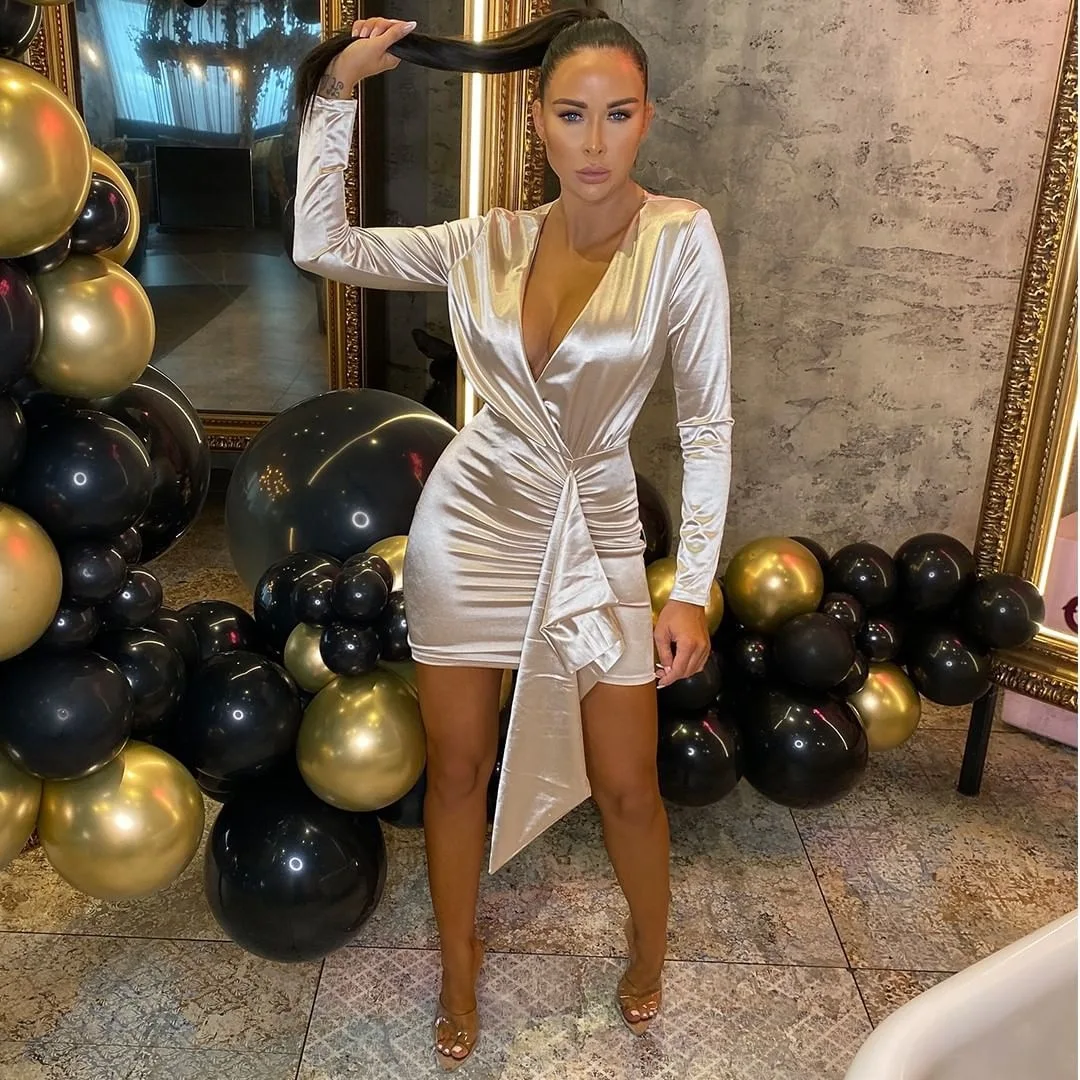 SKMY-Sexy-Club-Outfits-2024-Autumn-New-Fashion-Satin-Dress-Women-Solid ...