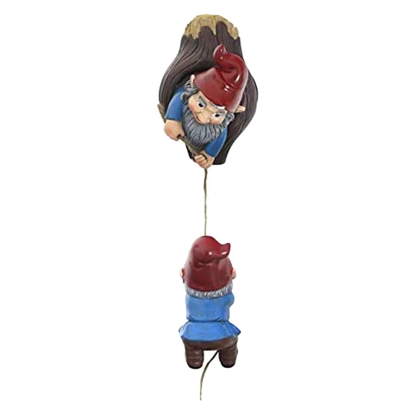 Creative Gnome Statue with Hanging Hole for Tree Resin Dwarf Hanging ...