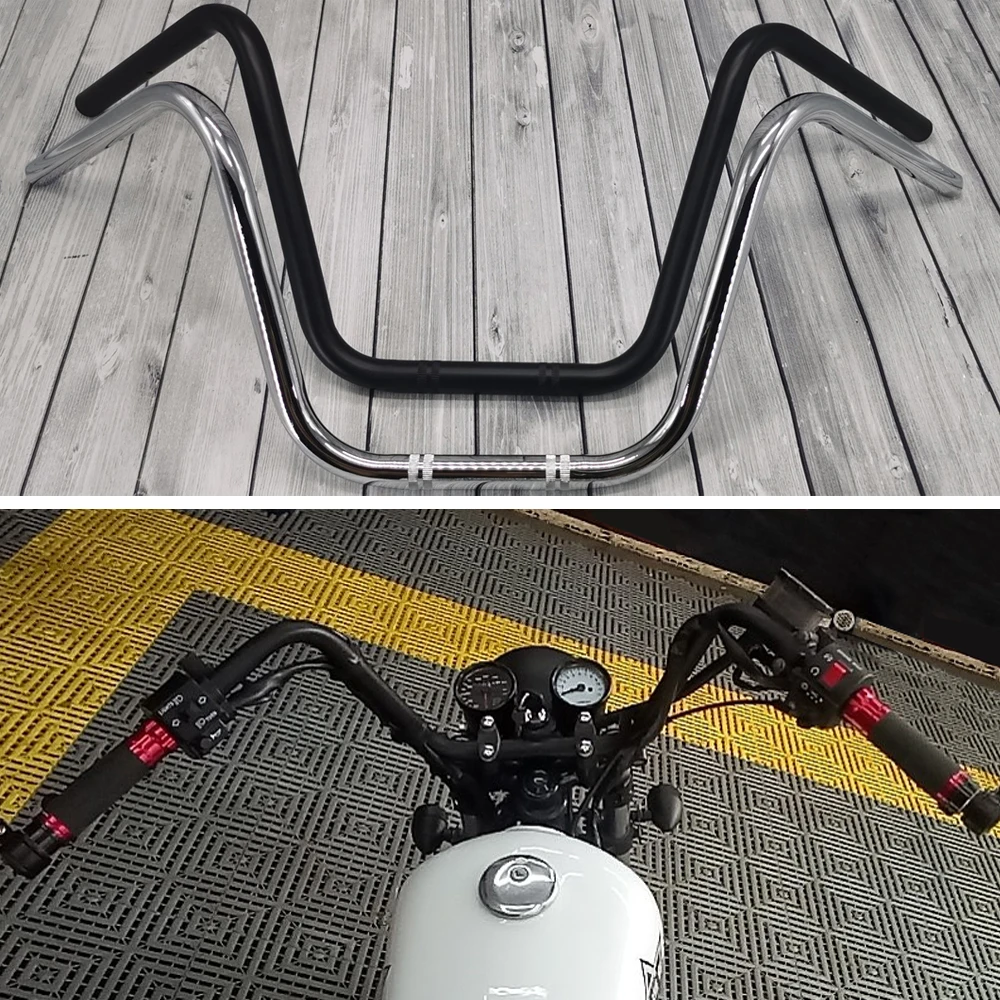 Manillar-de-motocicleta-Vintage-volante-cl-sico-superalto-de-25mm-y-1 ...