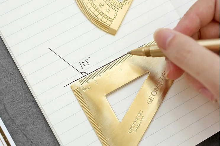 Regle - equerre,Règle triangulaire rétro en laiton,petit signet de ...