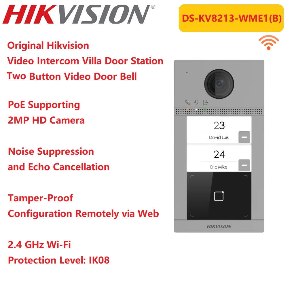 Hikvision Video Intercom Door Bell Ds-kv8213-wme1(b) Wireless Card Read ...