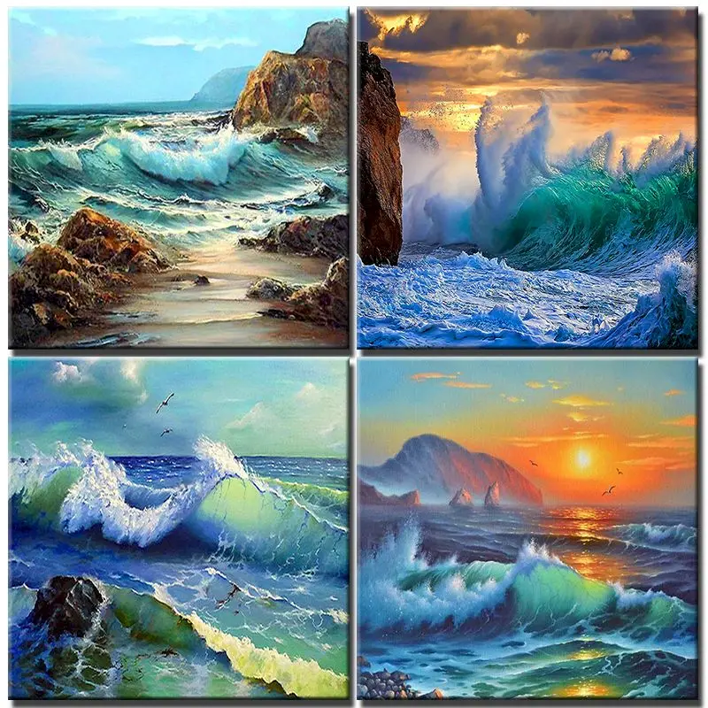Painting-By-Numbers-Waves-Of-The-Sea-On-Canvas-Landscape-Pictures-By ...