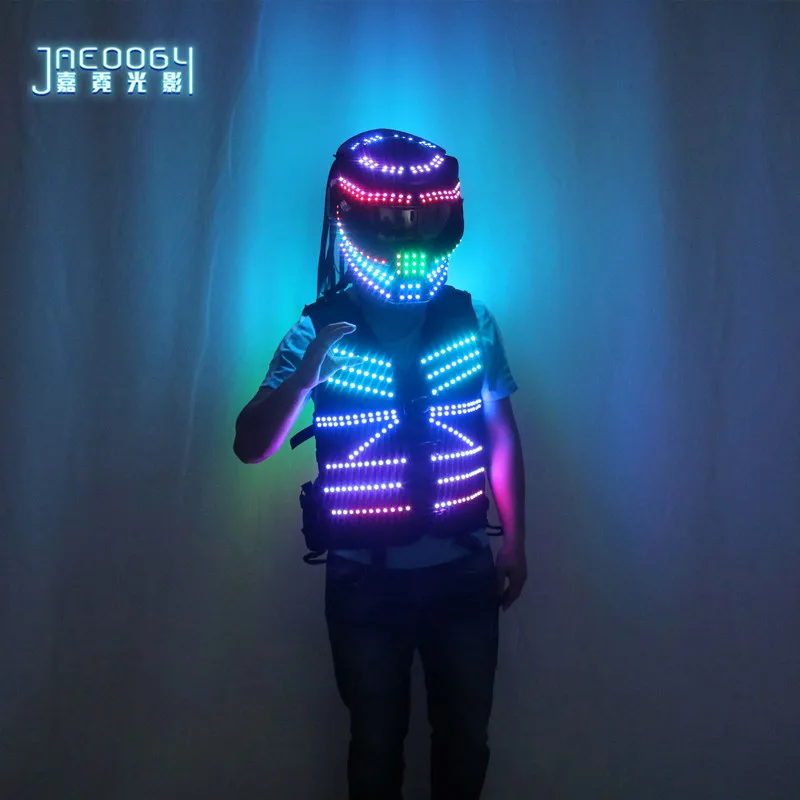 Led Glowing Robot Helmet, Night Club Costume For Stage Performance ...