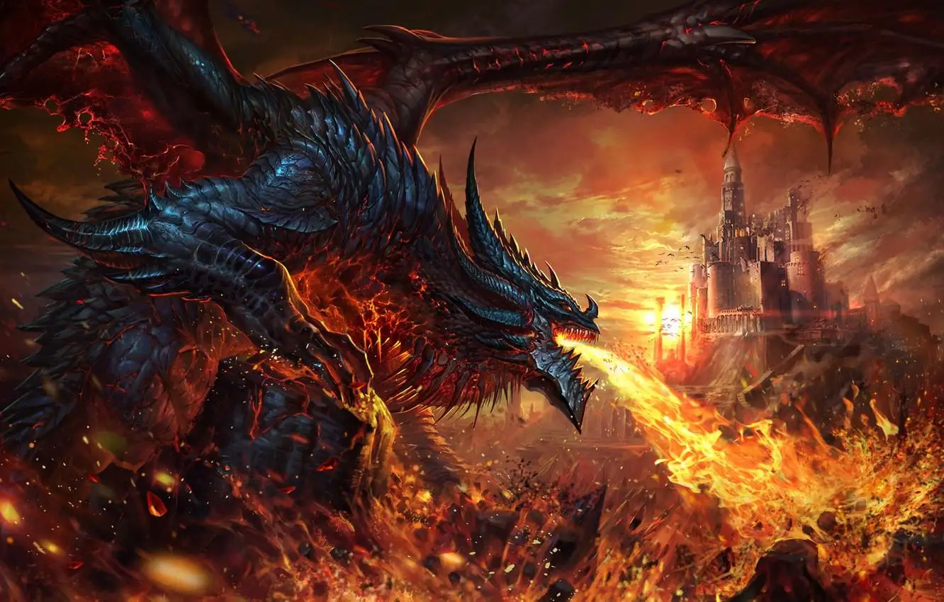 Jmine Div 5d Fire Dragon Castle Full Diamond Painting Cross Stitch Kits ...