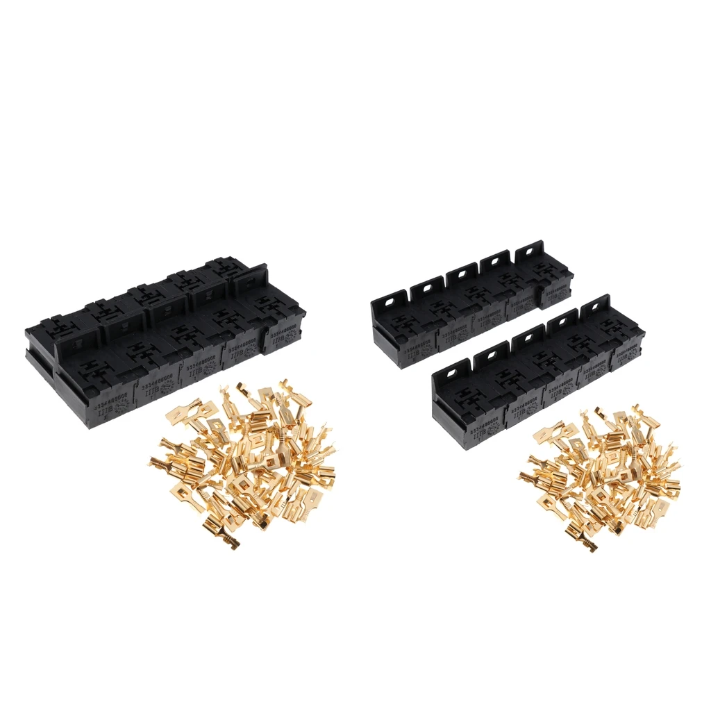 20pcs 5 Pin Relay Base Holder Kit Terminals & Mounting Bracket|Car ...
