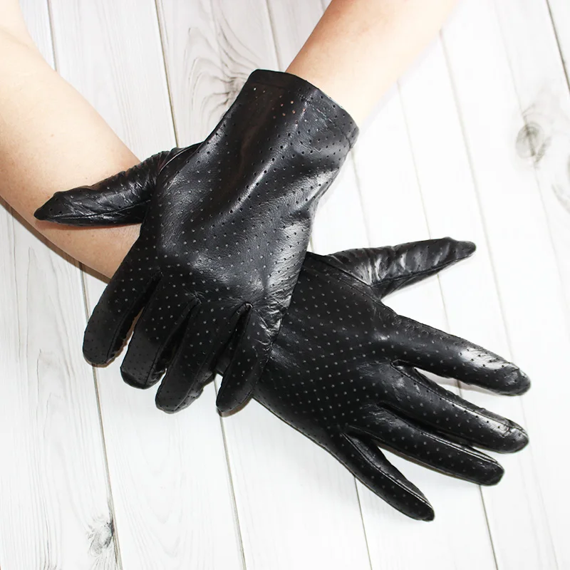 Summer Driver Driving Leather Gloves Men's Black High-end Imported Goat ...