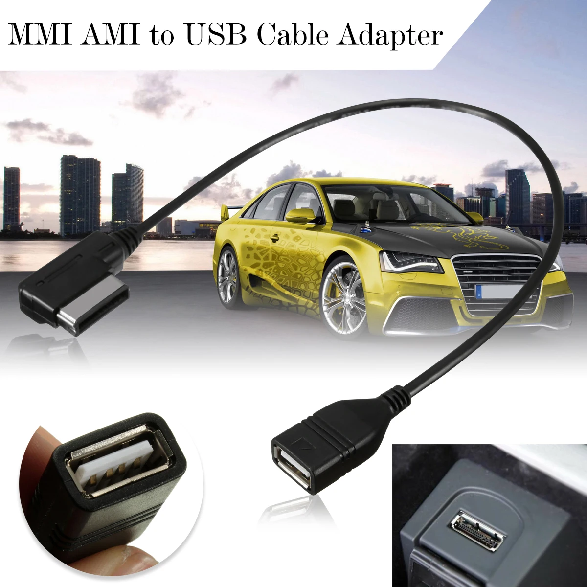 Mdi Mmi Ami Aux To Usb Female Audio Aux Adapter Cable Wire For Audi A3 ...