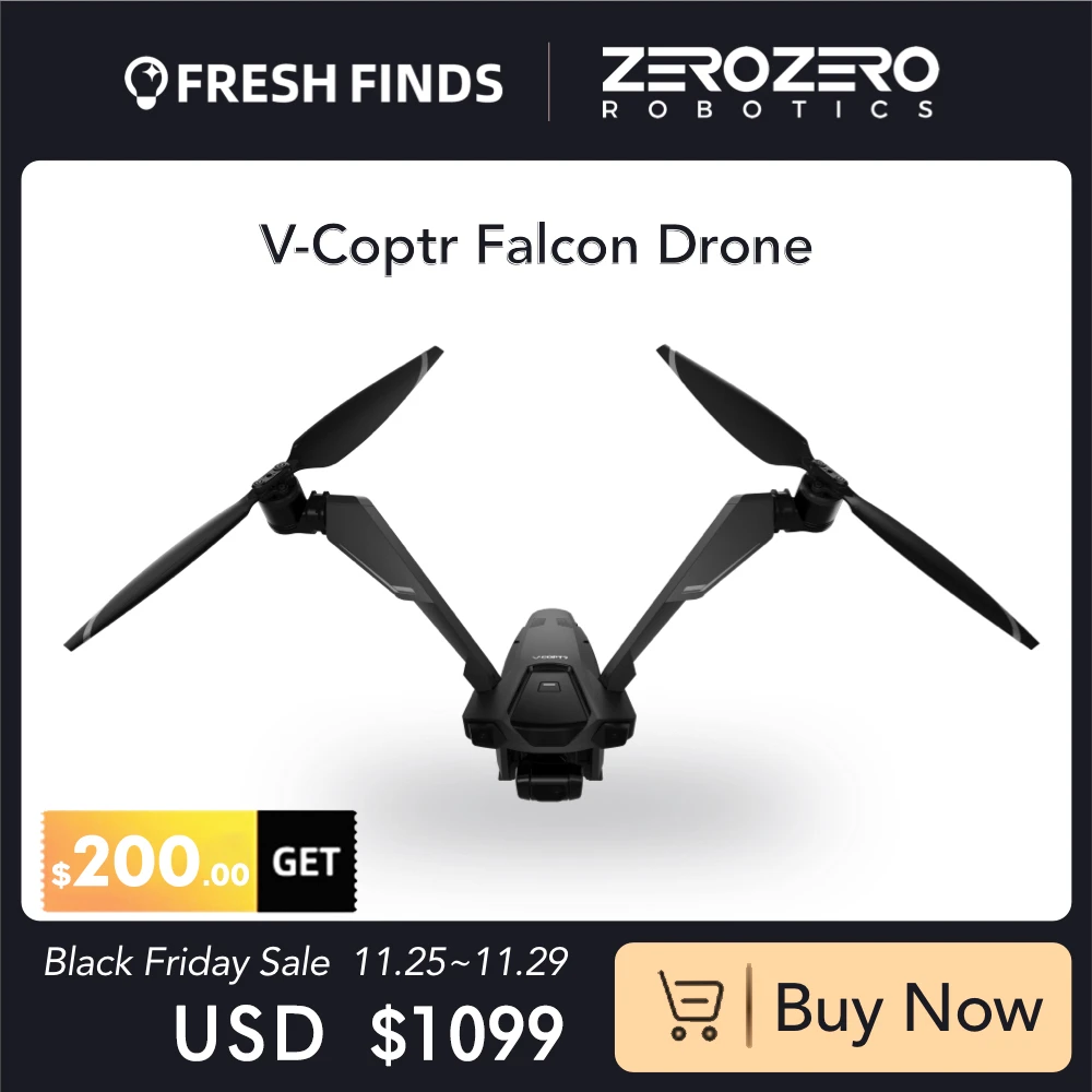 Zero Zero V Coptr Falcon Drone V shaped Bi copter 50 Min Flight Time 3 ...