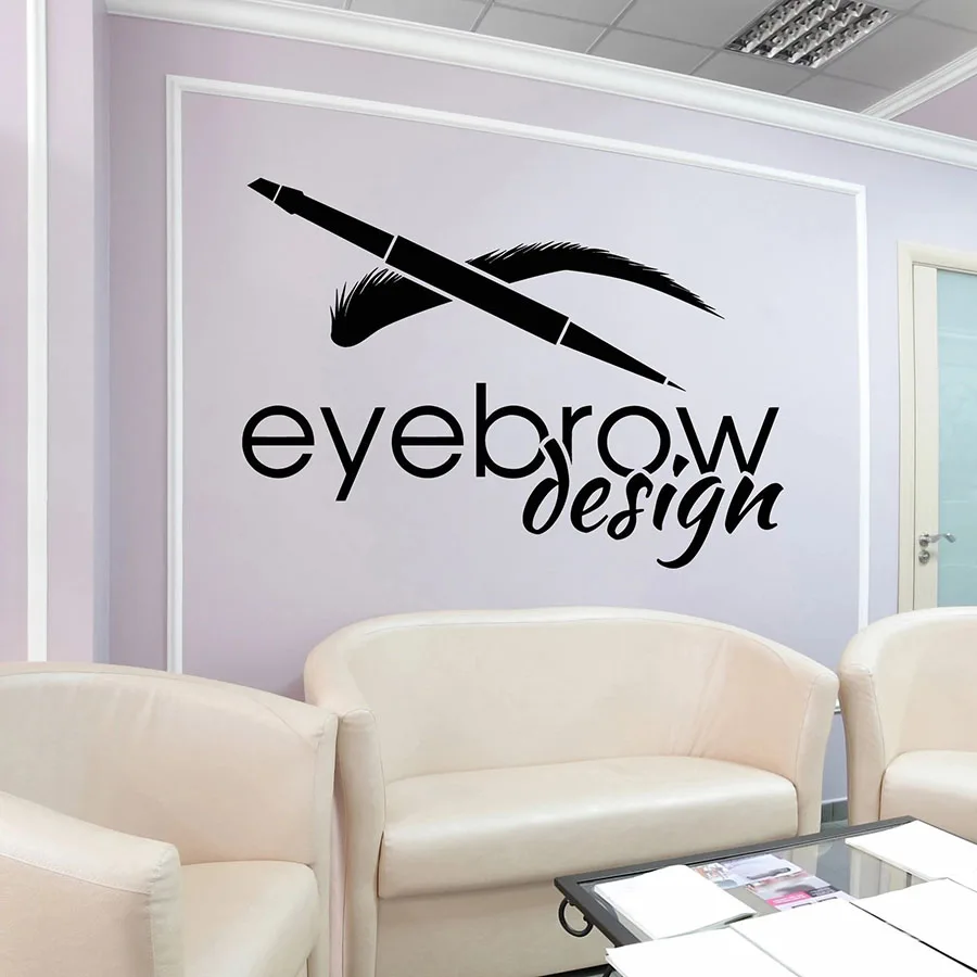 Eyebrow Design Wall Decal Beauty Salon Logotype Brow Art Interior Decor ...
