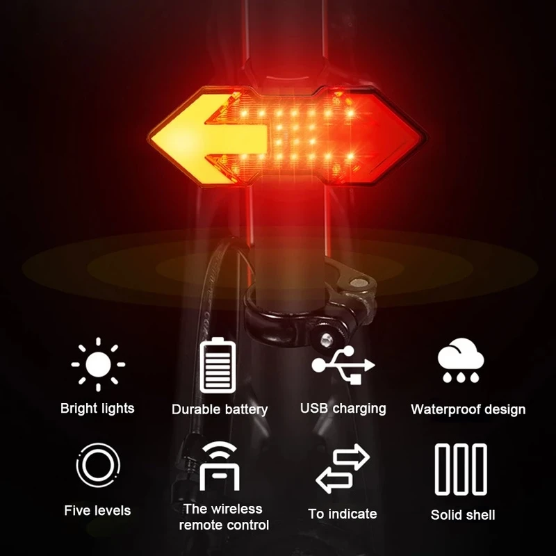 Wireless Remote Control Turn Signal | Bicycle Turn Signal Light Usb ...