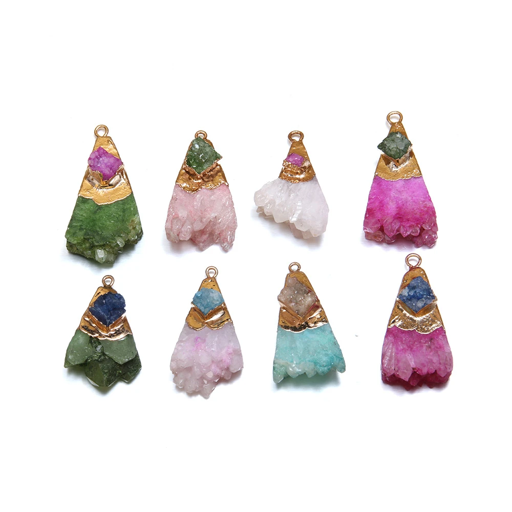 New Fashion Natural Druzy Agates Stone Pendant Irregular Quartz Charms ...