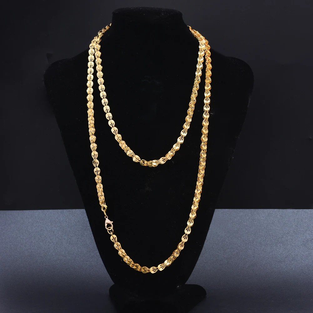Dubai Gold Color Necklace 120cm Gold chain necklace For Women Girl Wife ...