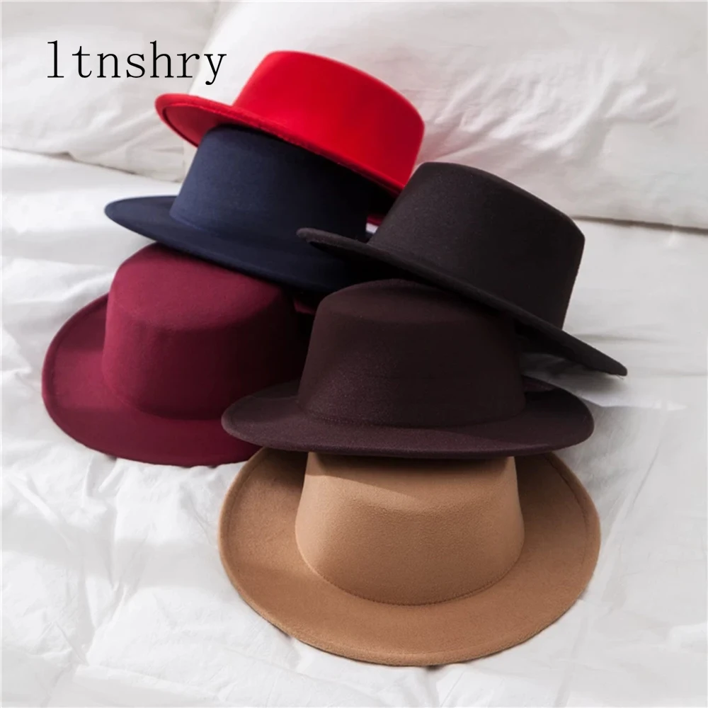 New-Classic-Solid-Color-Felt-Fedoras-for-Men-Women-Artificial-Wool ...
