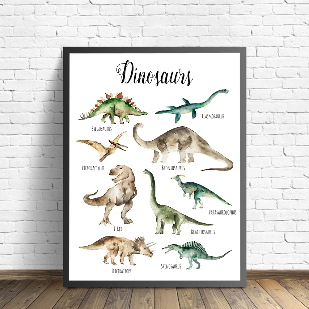 Wall-Art-Canvas-Painting-Dinosaur-Educational-Animal-Art-Prints-Nordic ...