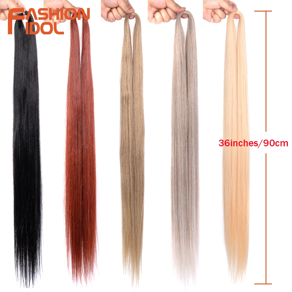 FASHION IDOL 36 Inch Straight Hair Bundles Crochet Braids Hair ...