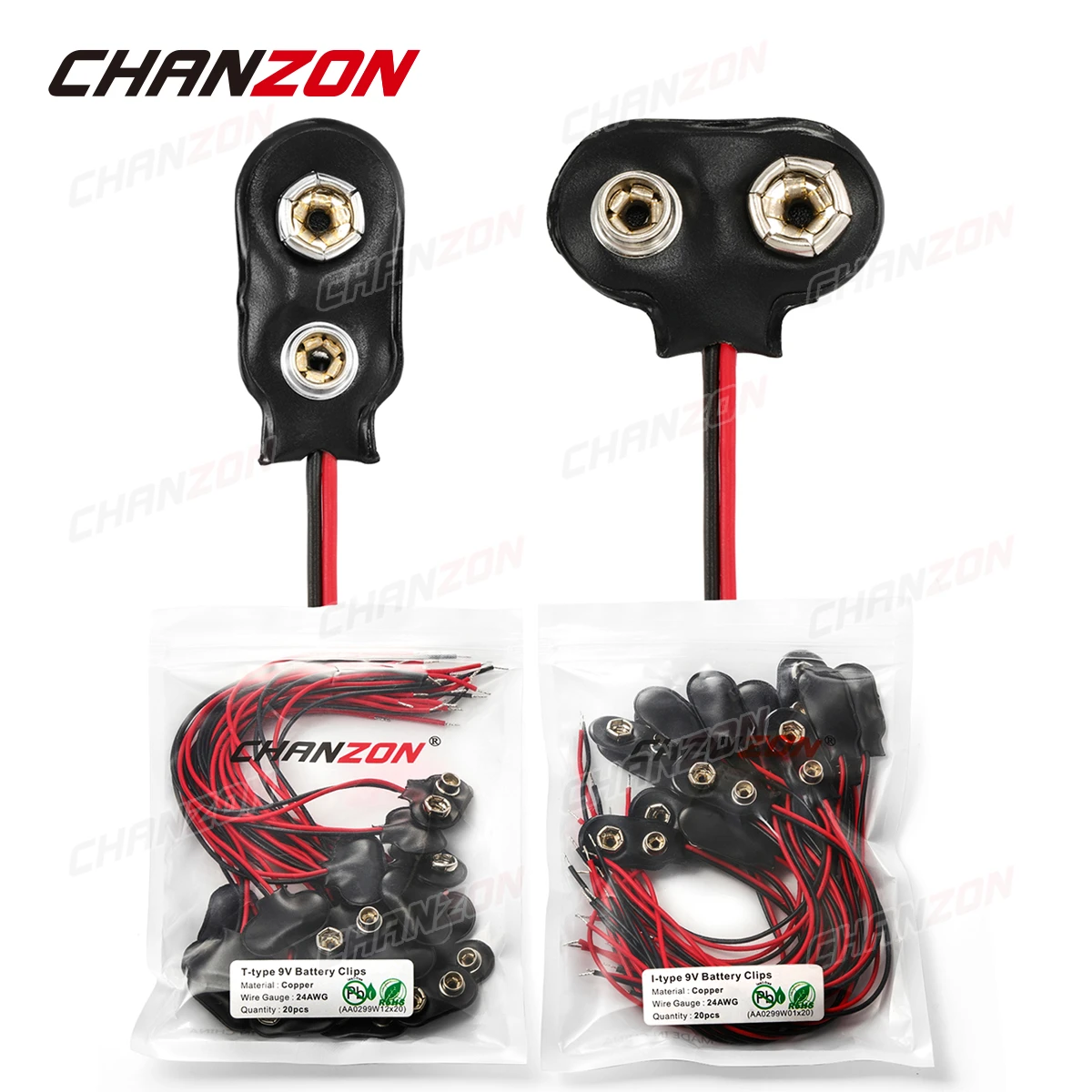 20 pcs 9V Battery Connector Snap Clip Power Adapter T type I type 9 V ...