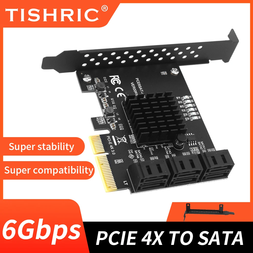 TISHRIC-PCIE-4X-To-6-Port-Sata-Expansion-Card-Pcie-Splitter-Compatible ...
