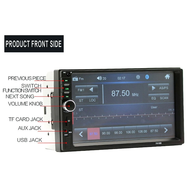 Reprodutor mp5 de 7 polegadas com tela lcd touch, 7018b, rádio para ...