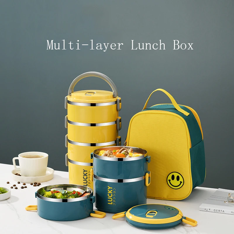 Multi-layer Lunch Box Stainless Steel Insulated Bento Food Container ...
