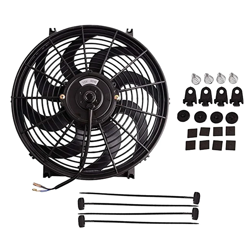 14" Universal Electric Car Radiator Engine Cooling Slim Fan Assembly ...