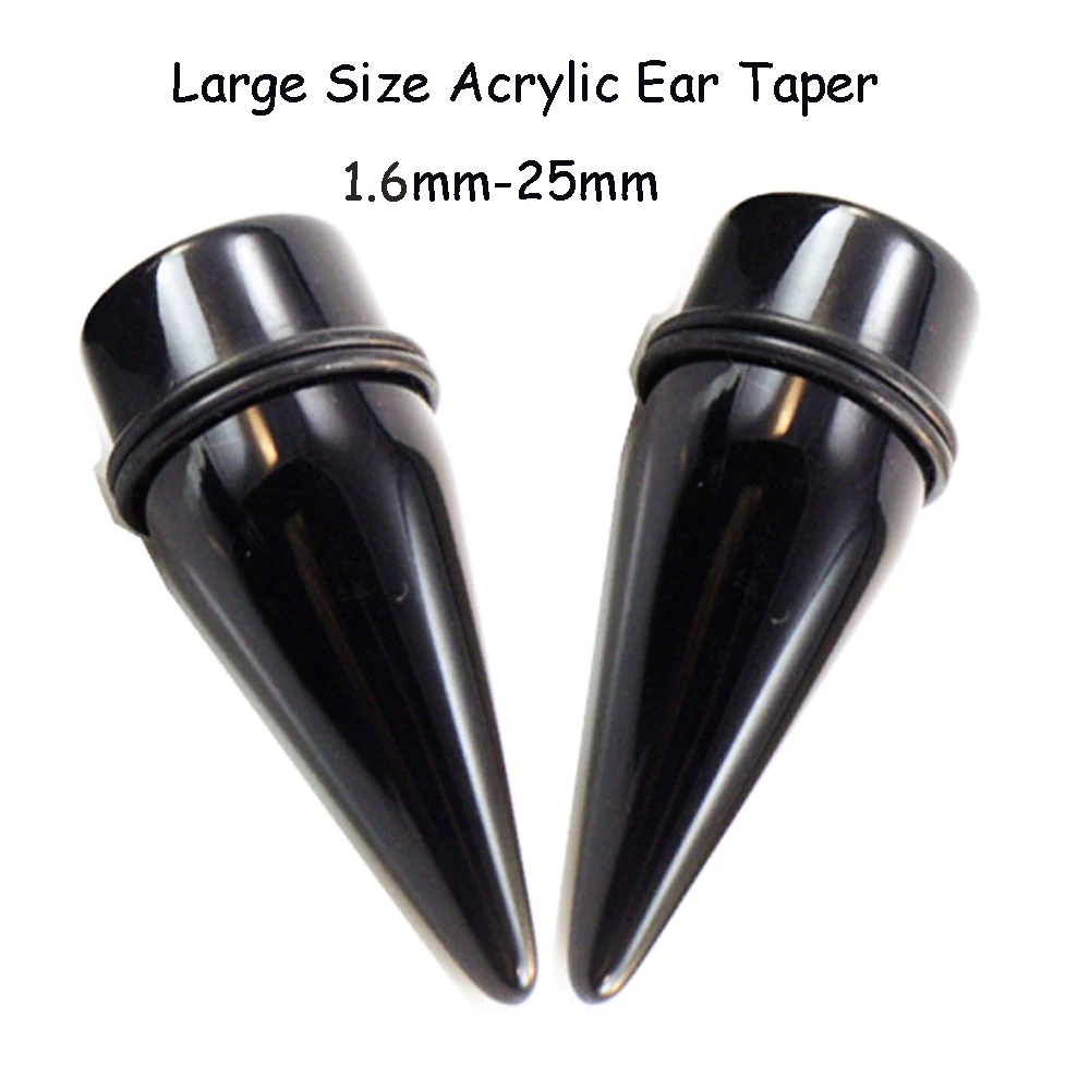 1 Pair Large Size UV Acrylic Black Ear Gauges Ear Taper Tunnel Ear Plug ...