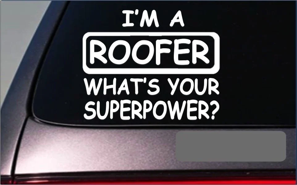Roofer Superpower Sticker 8" Vinyl Decal roofing nails shingles hammer ...