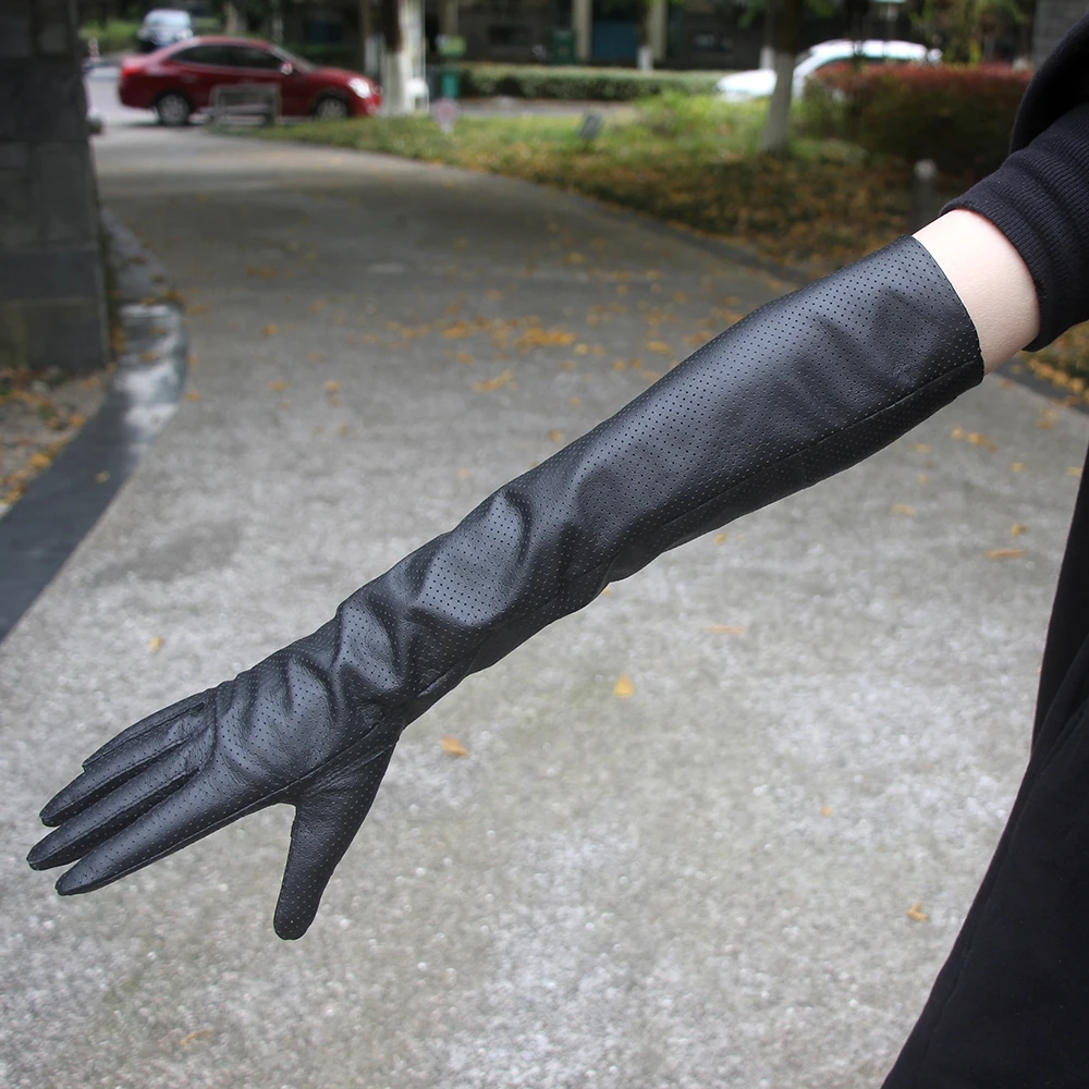 Long-Arm-sleeve-Women-Gloves-Unlined-Perforated-Comfortable-Genuine ...