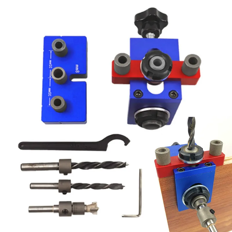 Wood-Doweling-Jig-Pocket-Hole-Drilling-Locator-Jig-Kit-With-6-8-10mm ...