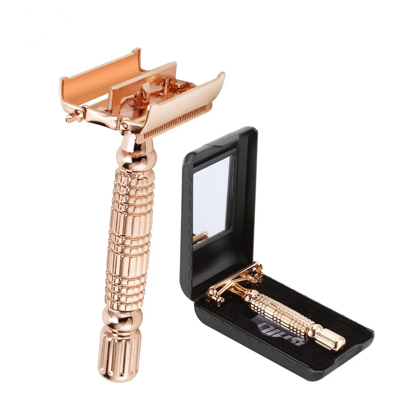 Double Edge Blades Razor Safety Alloy Manual Shaving Tool Rose Gold ...