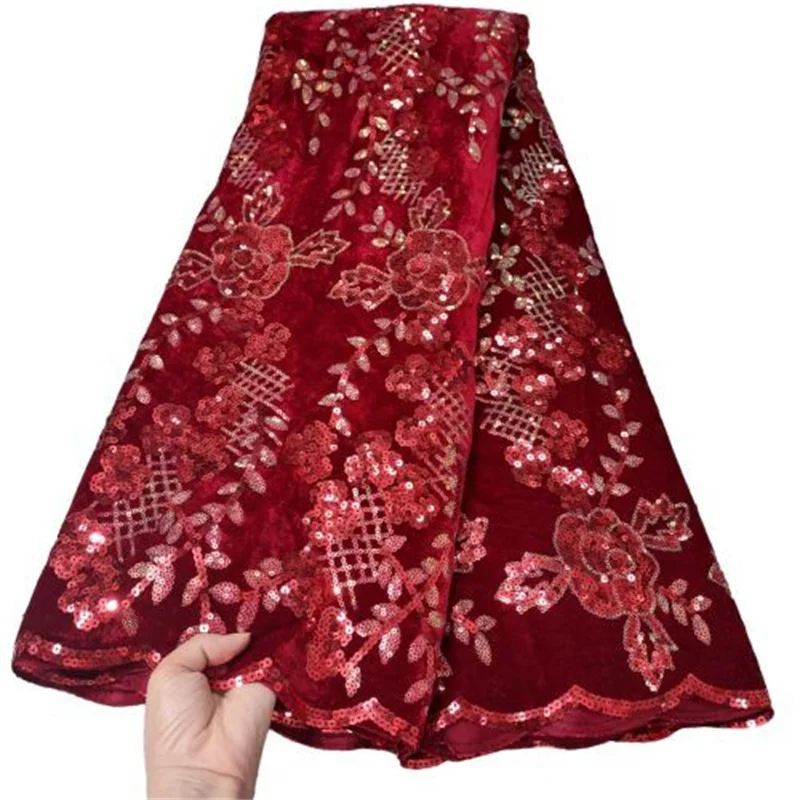 2021 rojo azul real última de encaje francés de tela de terciopelo de ...