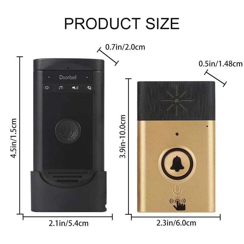 Wireless Intercom Doorbell, Voice Two-Way Portable Walkie-Talkie ...