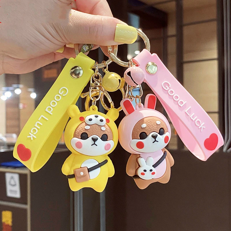 Pvc Hat Bear Metal Keychain Red Pink Yellow Bell Pendant Cute Bag Car ...