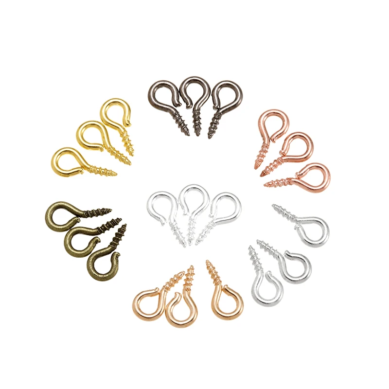 200pcs Small Tiny Mini Eye Pins Eyepins Hooks Eyelets Screw Threaded ...