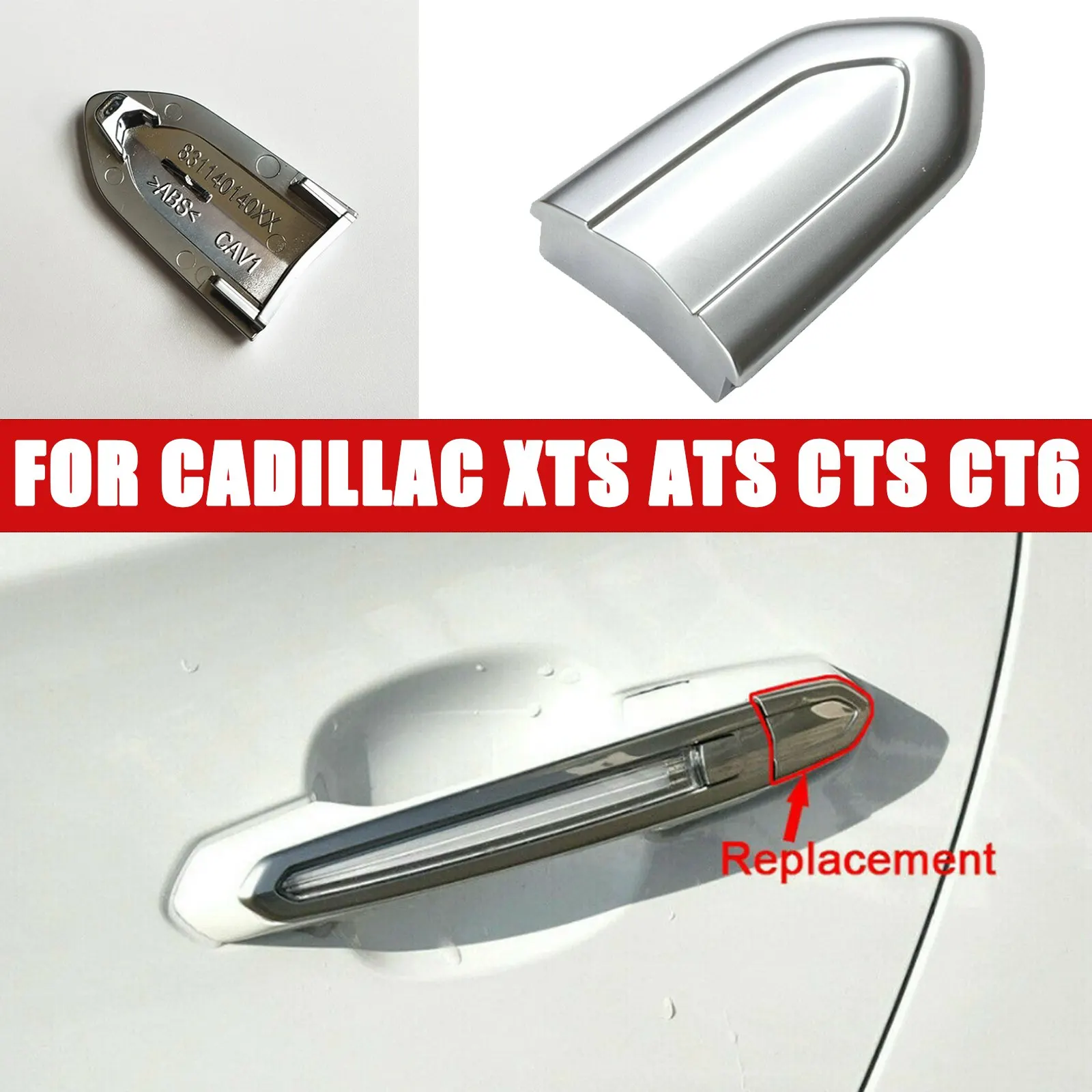 도어 잠금 실린더 크롬 캡 커버 트림, 캐딜락 XTS ATS CTS CT6 에 적합, 전기 도금 외부 도어 핸들 커버, 1 개 ...