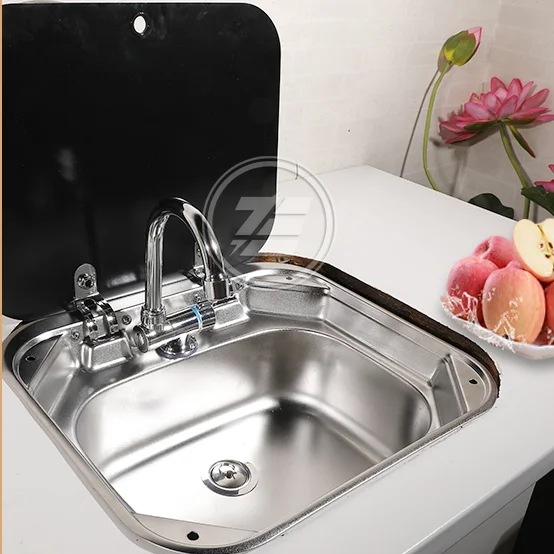 RV Sink Caravan Stainless Steel Hand Wash Basin Sink with Folded Faucet ...