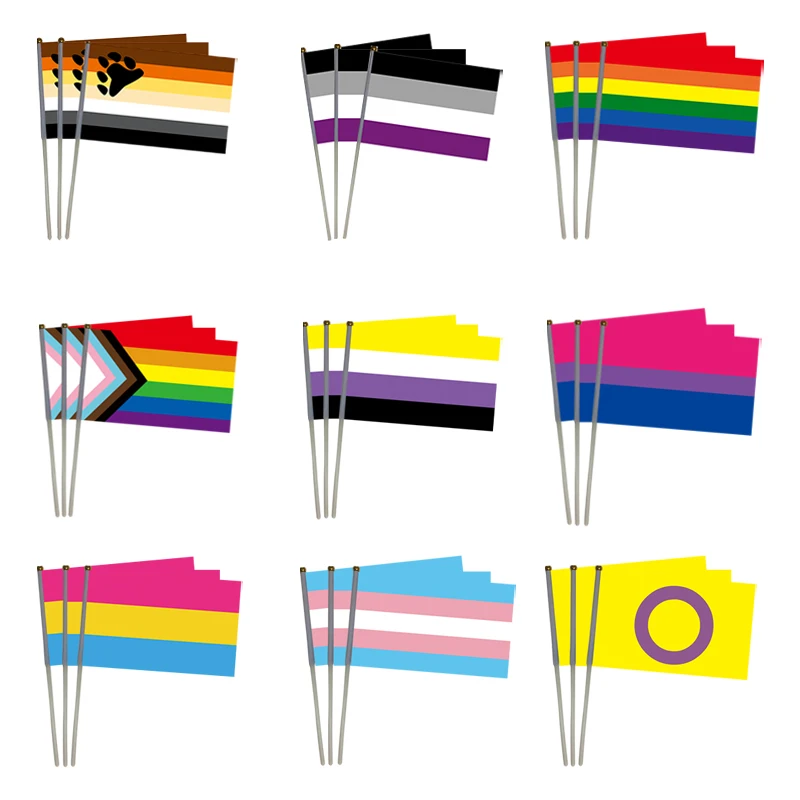 Xvggdg 100pcs 14 * 21cm Custom Hand Flag Geminbowl Rainbow Hand Flag ...
