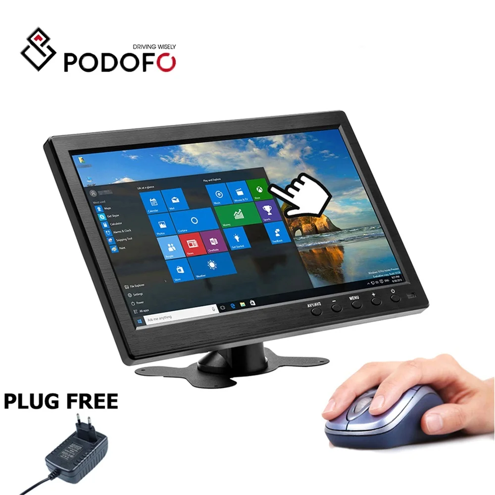 Podofo 10.1" Lcd Hd Pc Monitor Mini Tv Computer Display 2 Channel Video ...