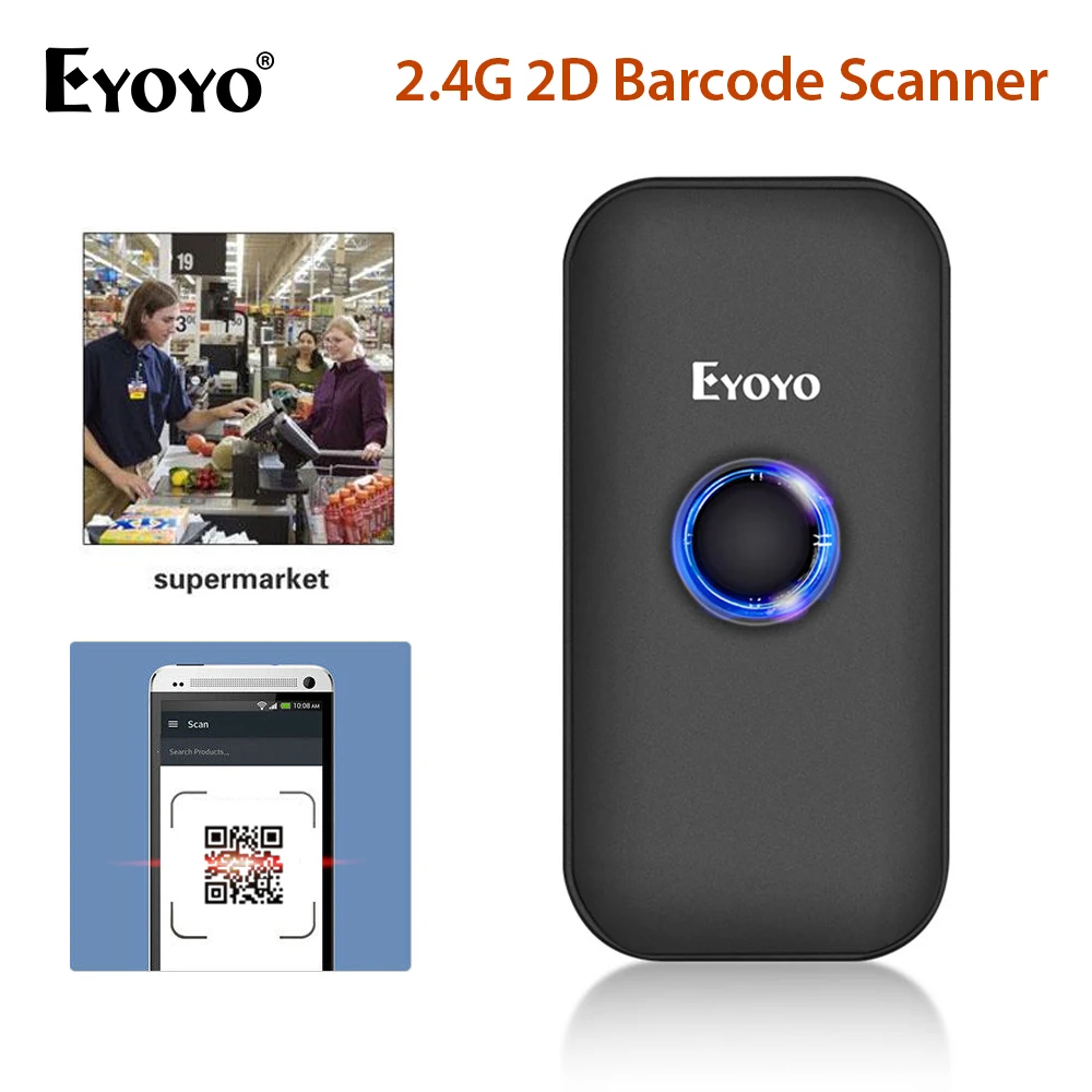 Eyoyo Ey-009 1d 2d Barcode Scanner Bluetooth&2.4g Wireless Bar Code ...