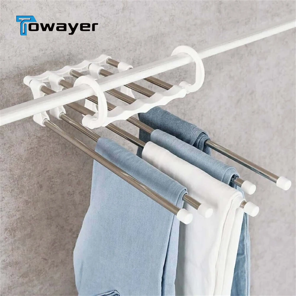 Multi functional 5 in 1 Trouser Storage Rack Adjustable Pants Tie ...