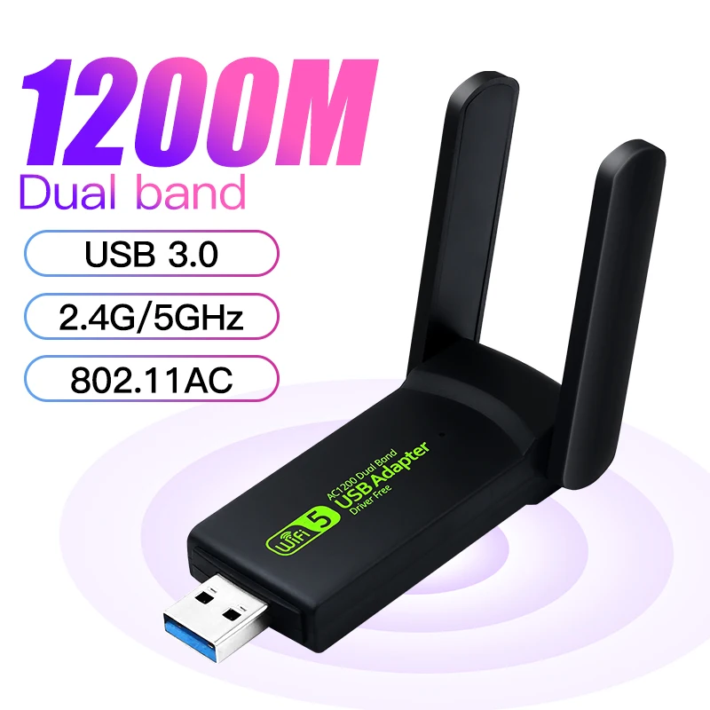 1200Mbps USB Wifi Adapter Driver ฟรี Dual Band 2.4G และ5GHz Wifi Dongle ...