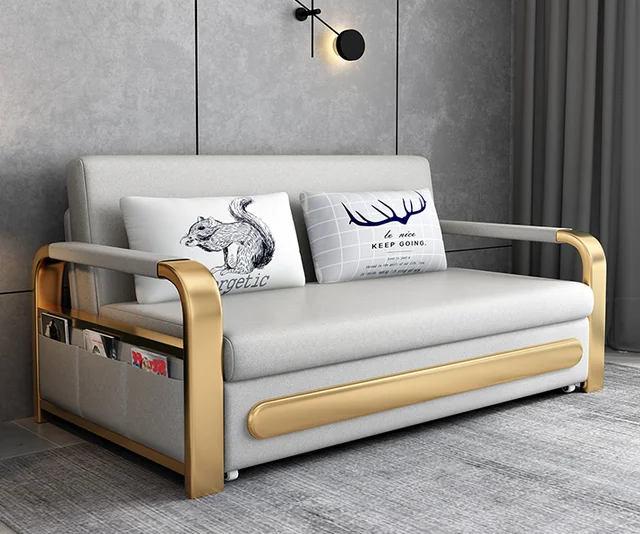 Multi-function sofa bed with storage box in HRZ new creative alloy decorative fabric – SmeshMega.com