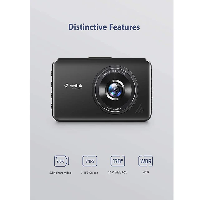 ViviLink T20X Dash Cam 2.5K Camera Car Driving Recorder 3″ IPS Screen ...