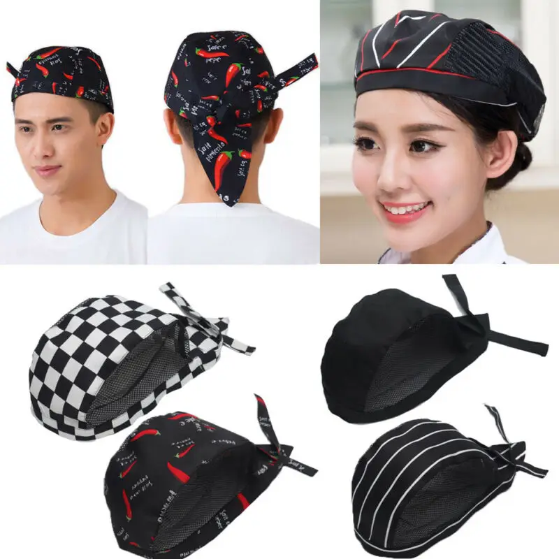 Fashion New Fashion Unisex Uniform Chefs Hat Chef Skull Turban Hotel ...